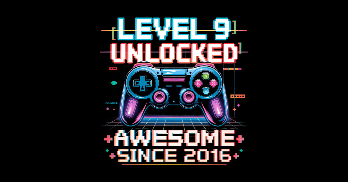 9th Birthday Boy Level 9 Gamer 9 Year Video Game Party - 9th Birthday ...