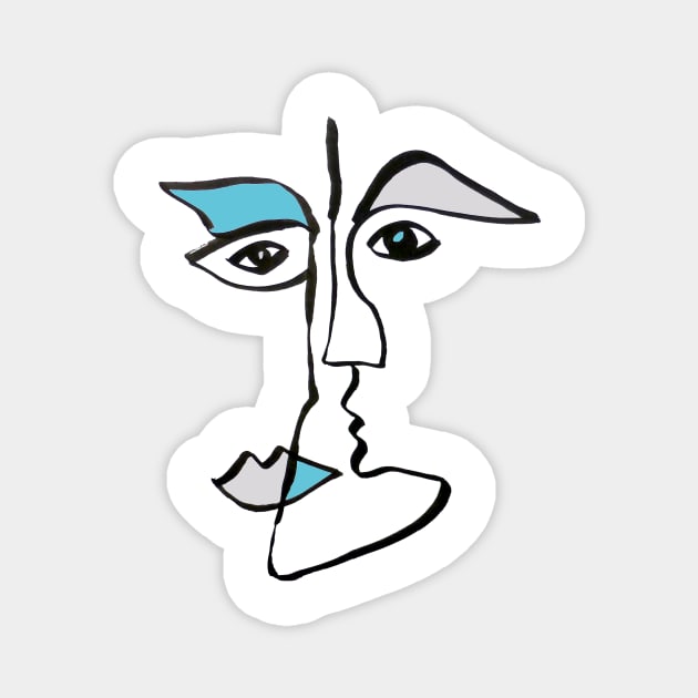 Cubist Line Art Abstract Portrait - Picasso - Magnet | TeePublic