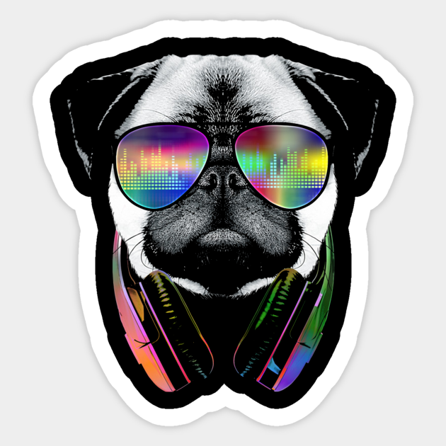Dog Pug Music - Pug - Sticker | TeePublic