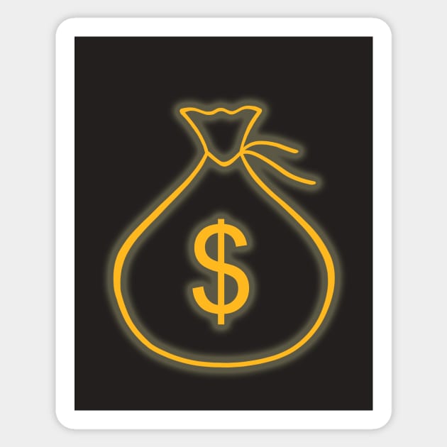 Money bag. Neon light glow. Business finance concept. - Money - Sticker ...