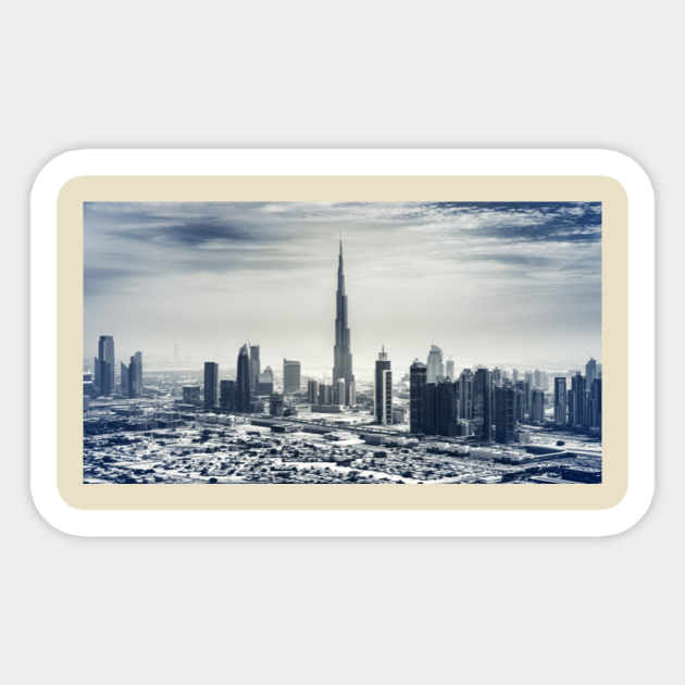 Dubai Skyline Panoramic - Dubai - Sticker | TeePublic