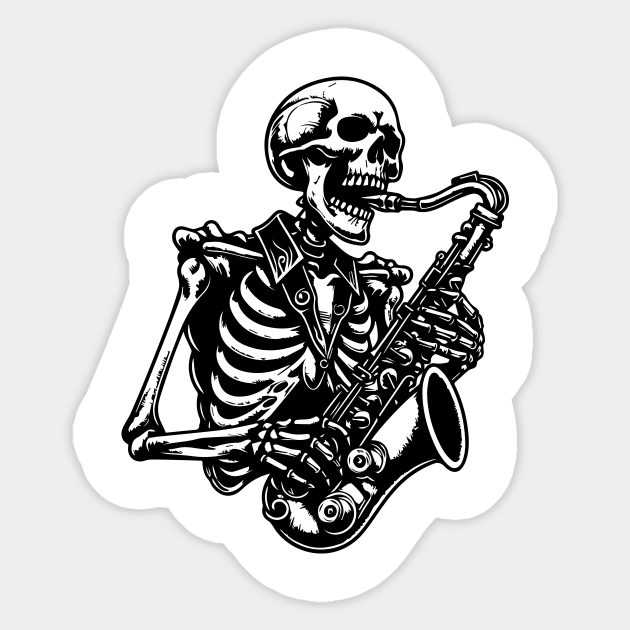 skeleton plays saxophone - Skeleton - Sticker | TeePublic