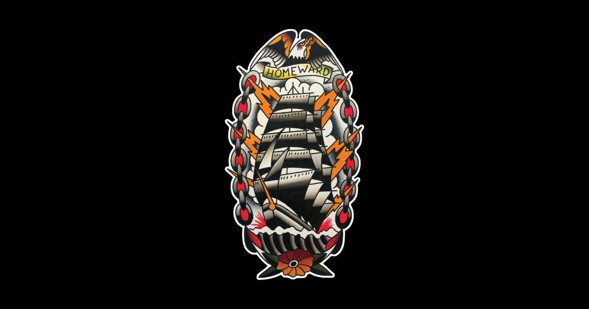 Homeward Ship Tattoo Design - Tattoo - Sticker | TeePublic