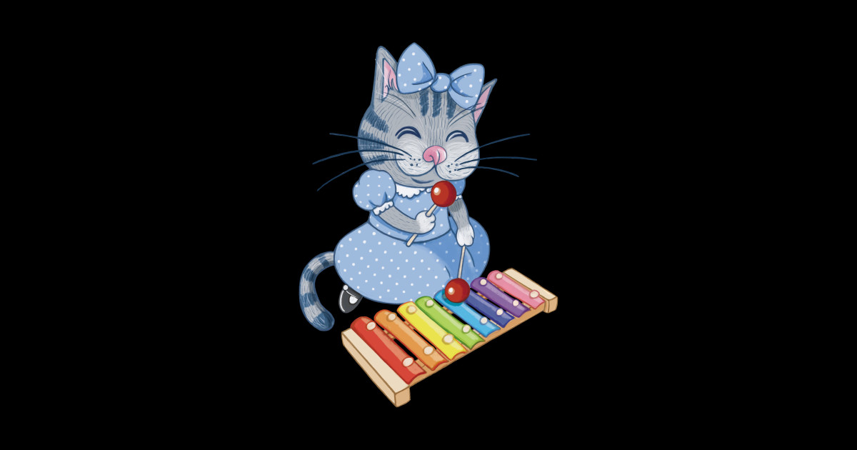 Cute Kitty & Xylophone - Cat - Sticker | TeePublic