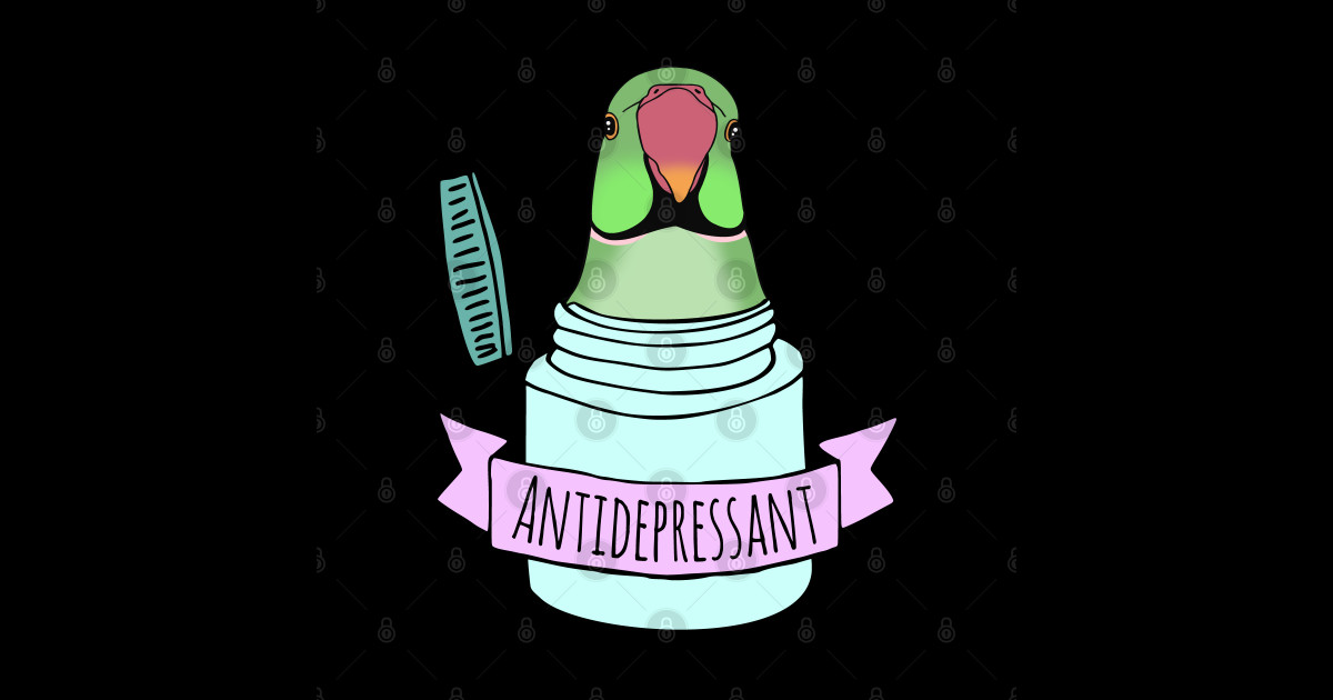 antidepressant indian ringneck - Birb Memes - T-Shirt | TeePublic