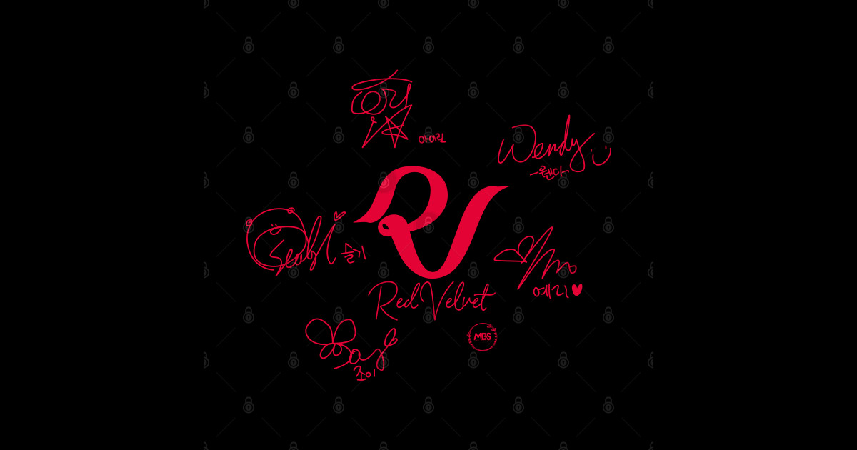 Design with red velvet signatures - Kpop Merchandise - Sticker | TeePublic