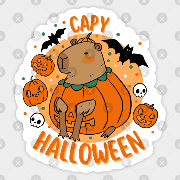 Capy halloween a cute and fun capybara in a pumpkin - Halloween Funny ...