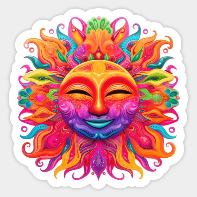 Sun with Smiling Face Psychedelic Colorful Art - Psychedelic Sun ...
