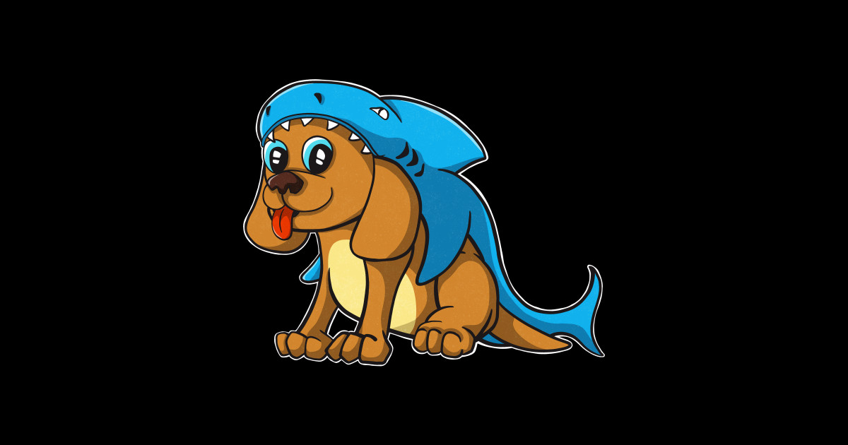 Cute Dog In Shark Costume Funny Kids - Dog - Sticker | TeePublic