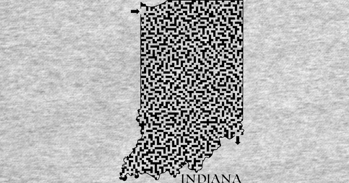 Indiana State Outline Maze & Labyrinth - Indiana - T-Shirt | TeePublic