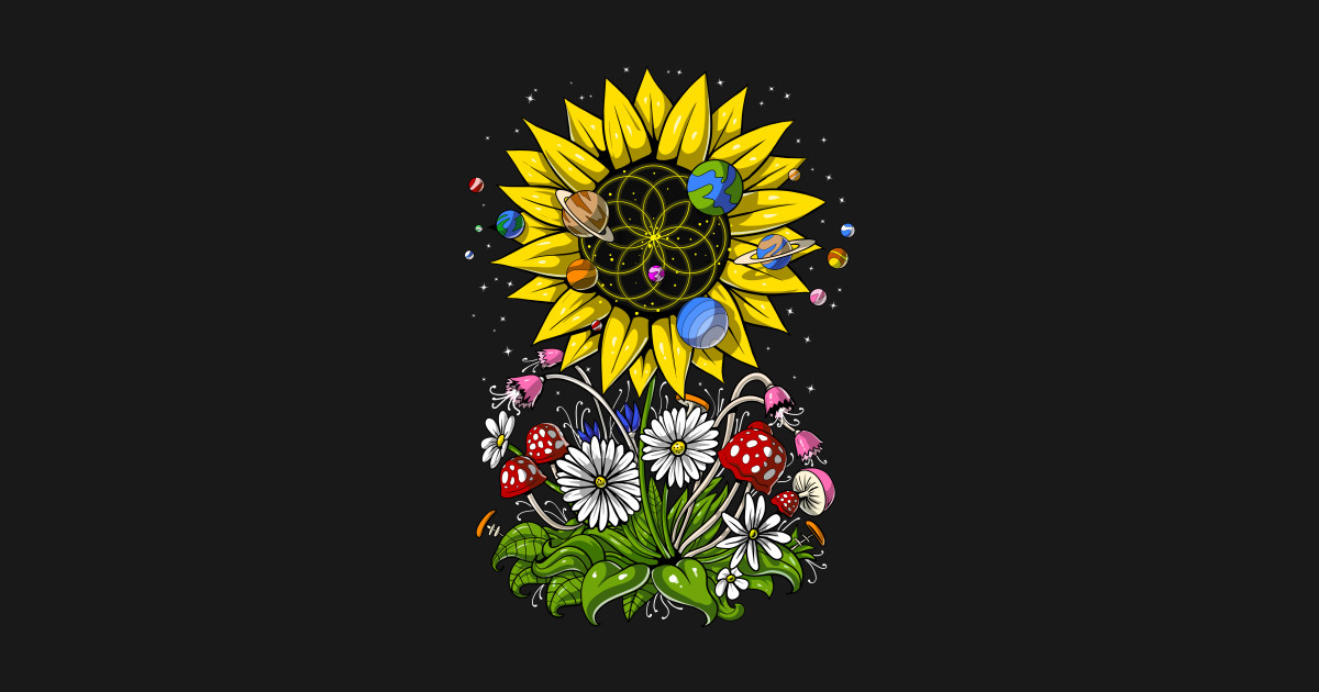 Psychedelic Sunflower - Hippie Sunflower - Pin | TeePublic