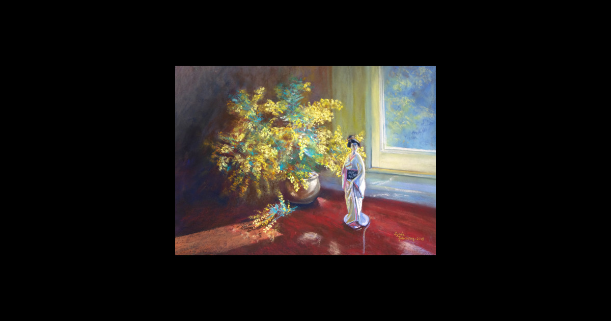 'Still LIfe with Wattle' - Lynda Robinson - Sticker | TeePublic