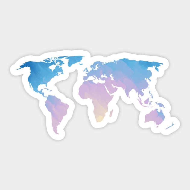 Map Of The World Colored - Map Of The World Colored - Sticker | TeePublic