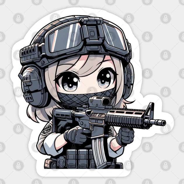 Tactical Chibi Girl - Chibi - Sticker | TeePublic