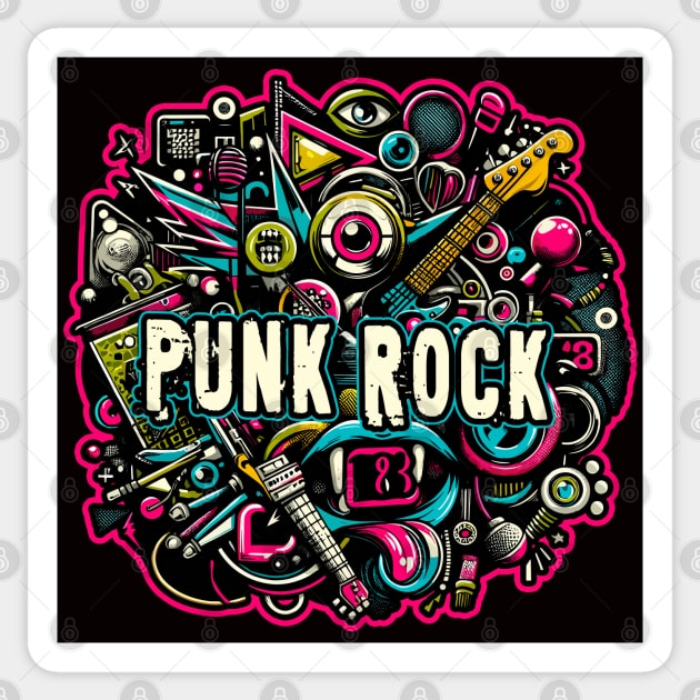 Rhythmic Uprising: Punk Rock Vector Illustration - Punk Rock - Sticker ...