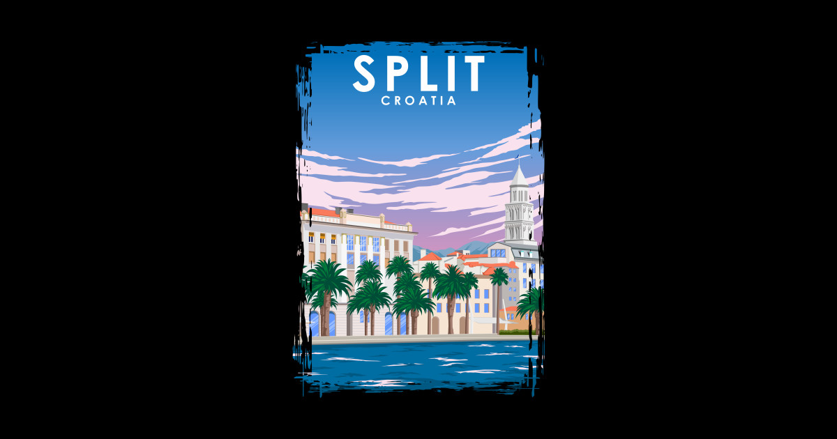 Split Croatia Vintage Minimal Retro Travel Poster - Croatia - Sticker ...