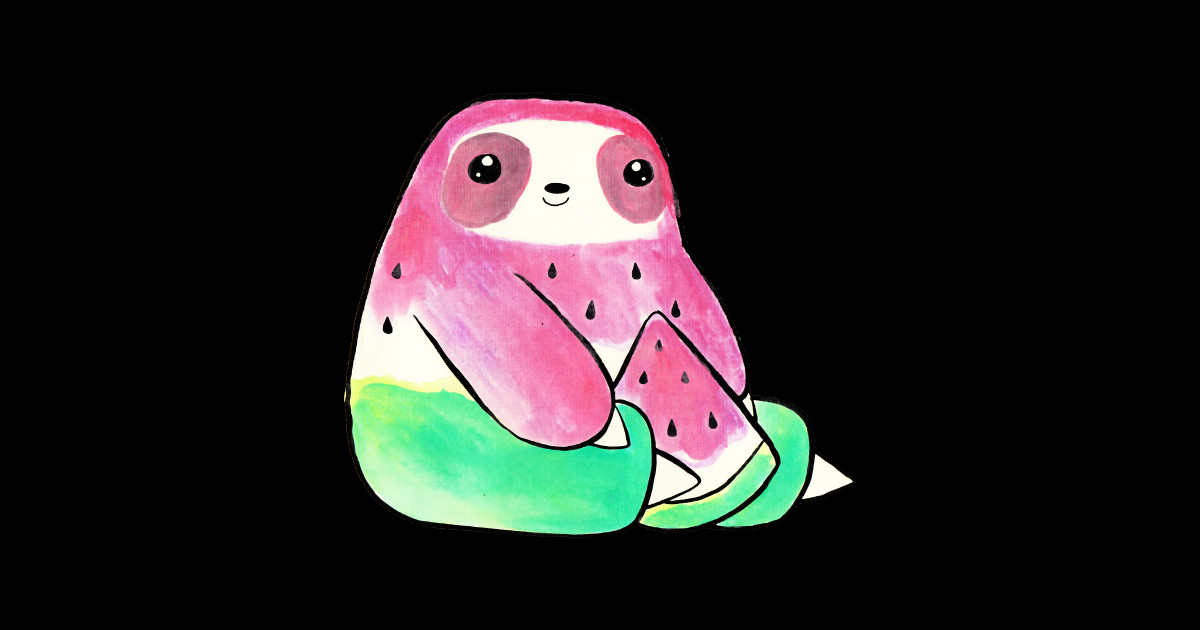Watermelon Watercolor Sloth - Sloth - Sticker | TeePublic