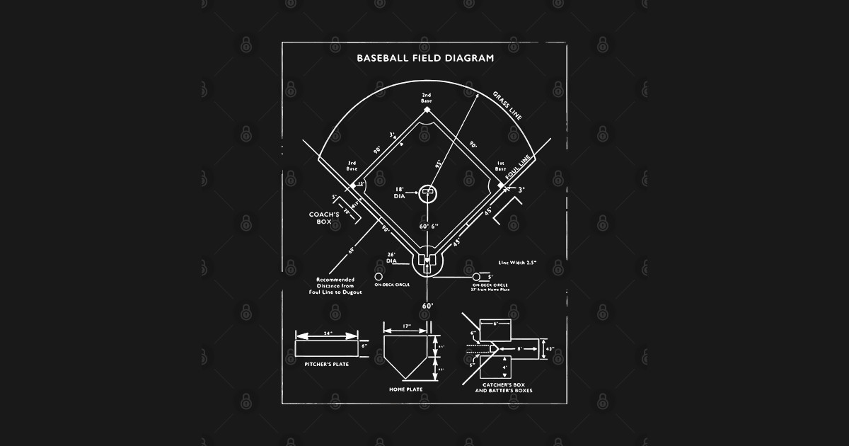 baseball field blueprint - Baseball - T-Shirt | TeePublic