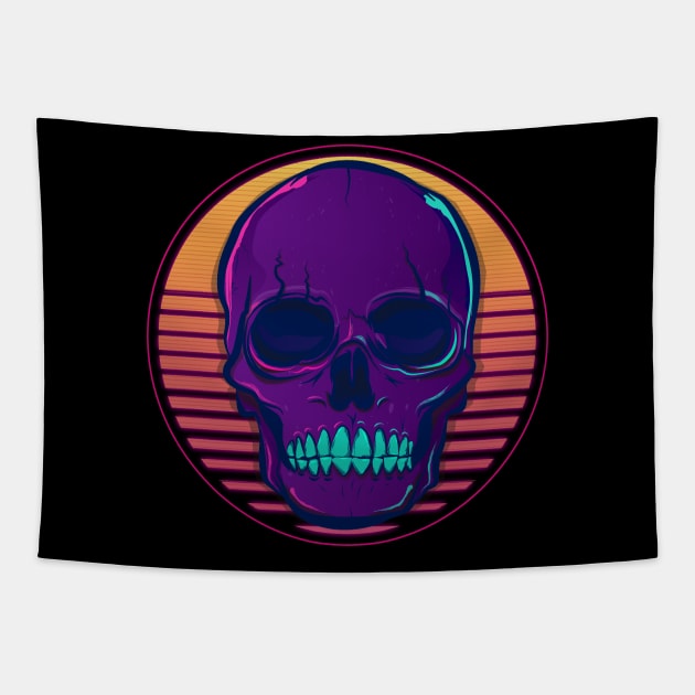 Skull Madness Synthwave Retrowave Aesthetics - Synthwave - Tapestry ...