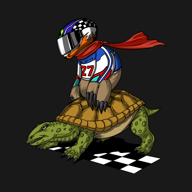 Sloth Racer Riding Turtle - Sloth Riding Turtle - T-Shirt | TeePublic