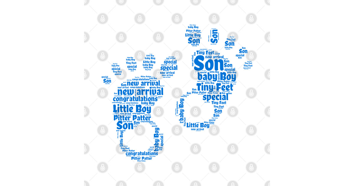Baby Boy Footprints Word Art - Baby Boy Word Art - T-Shirt | TeePublic