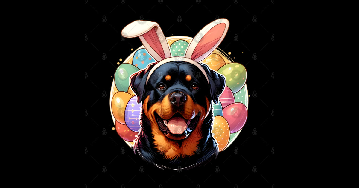 Rottweiler with Bunny Ears Celebrates Easter Joyfully - Rottweiler ...