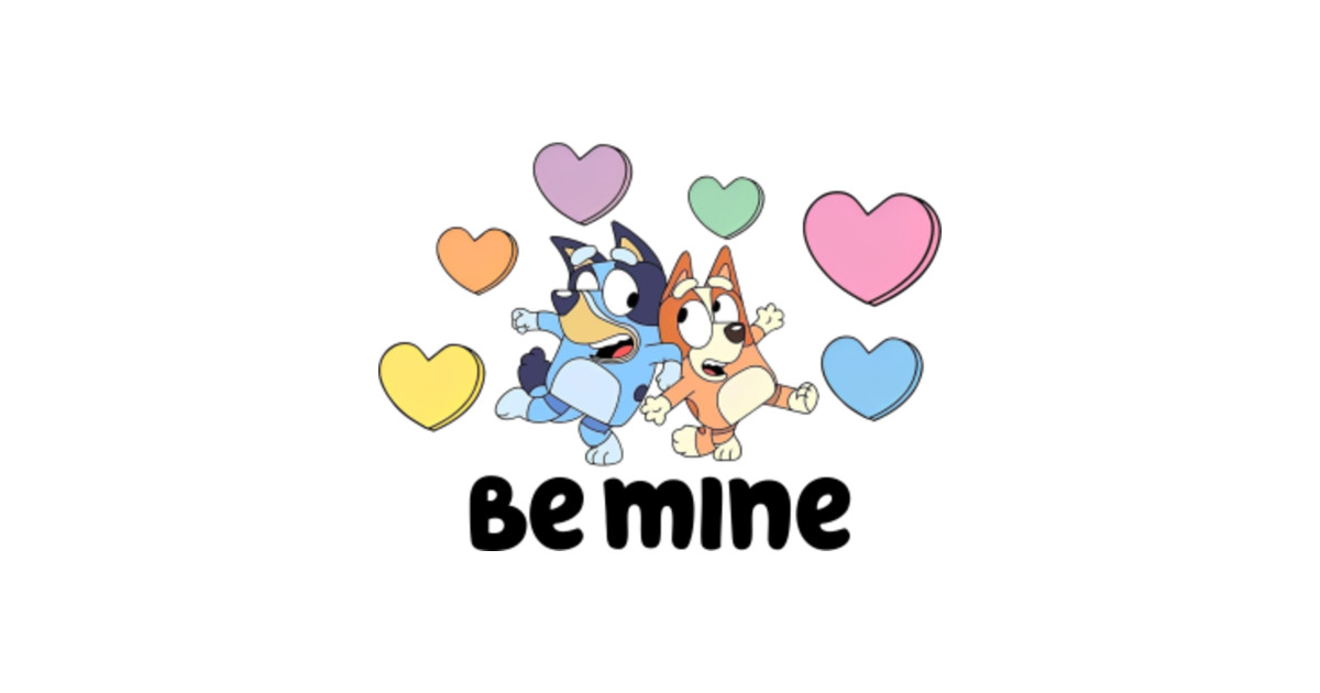 Be Mine Bluey Bingo Valentine Couple - Bluey - T-Shirt | TeePublic