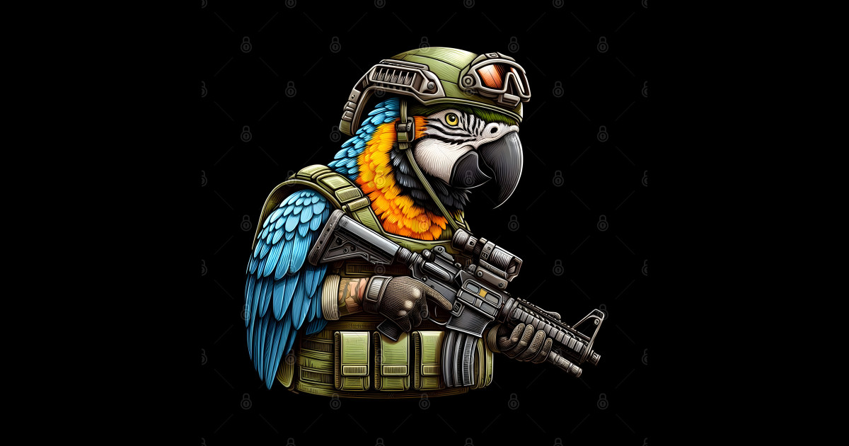 Tactical Parrot - Parrot - Sticker | TeePublic
