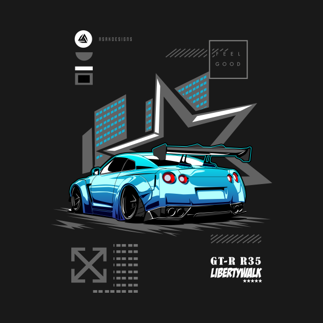 R35 GT-R godzilla jdm vector art - Nissan - Tapestry | TeePublic