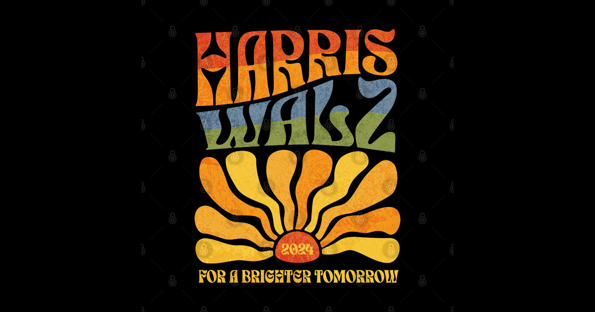 Harris Walz 2024 Vintage Boho Groovy Retro Rainbow Kamala Harris 2024 ...