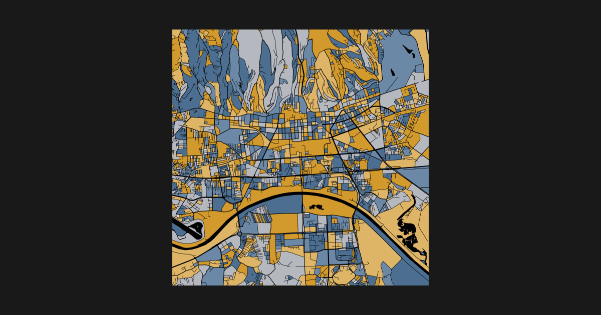 Zagreb Map Pattern in Blue & Gold - Zagreb Map - T-Shirt | TeePublic