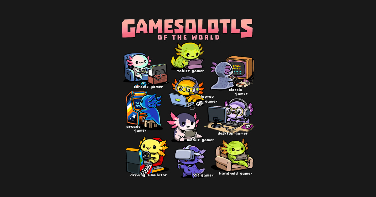 Gamesolotls of the World - Diverse Gamer Axolotl Collection ...