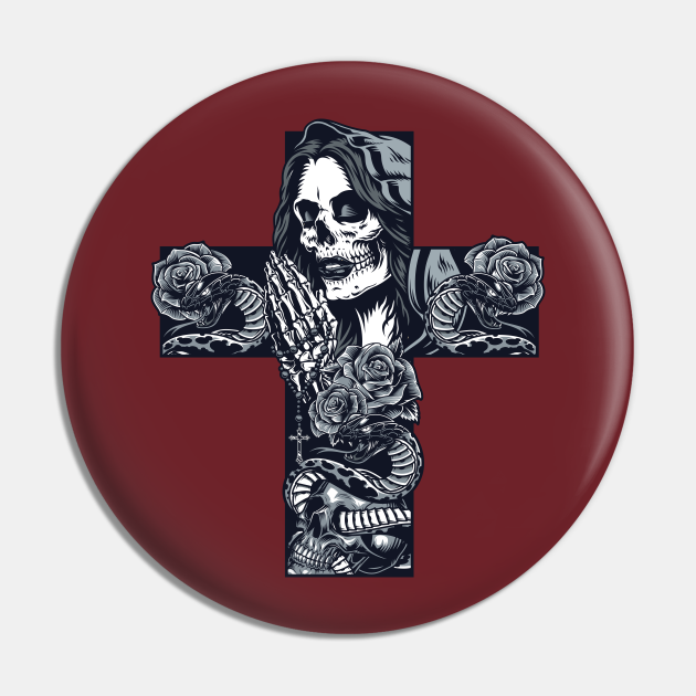 Chicano Cross Shaped Tattoo - Chicano - Pin | TeePublic