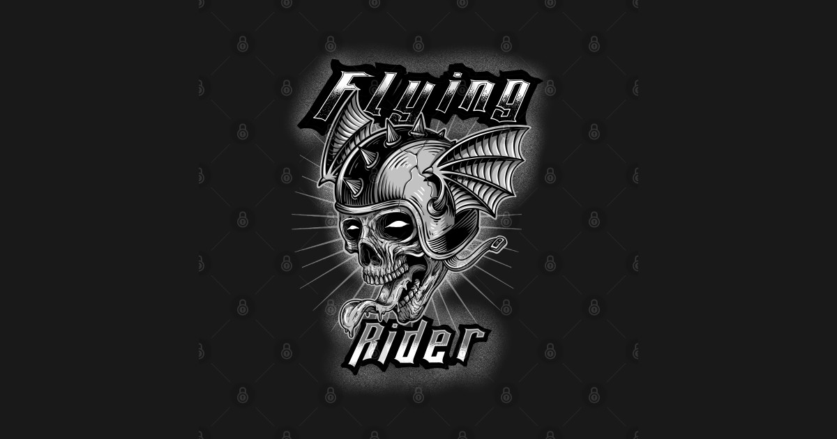 Flying Rider Skull - Skull Head - T-Shirt | TeePublic