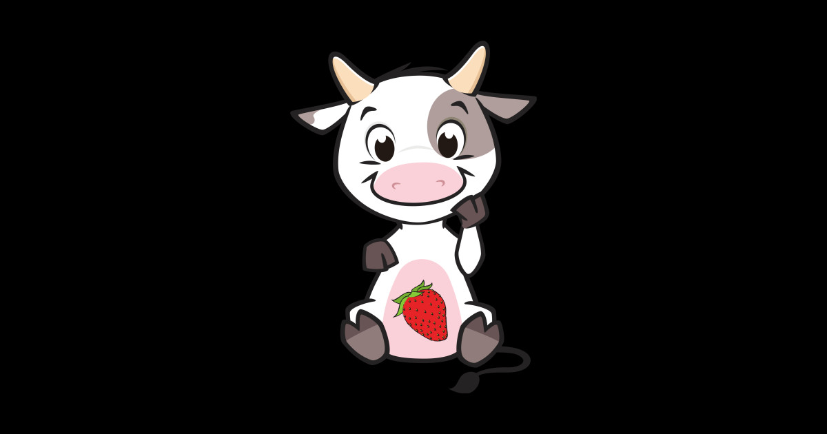 Strawberry Cow, Cute , Cartoon - Strawberry Cow - Sticker | TeePublic