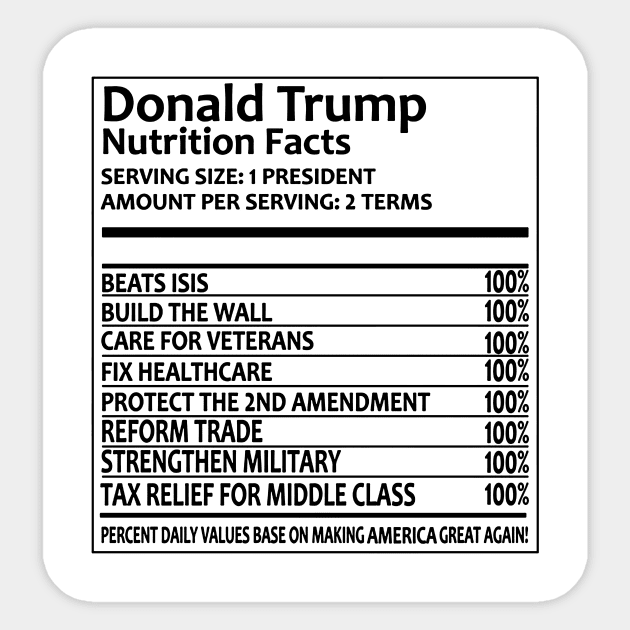 Donald Trump Nutrition Facts - Donald Trump Nutrition Facts - Sticker ...