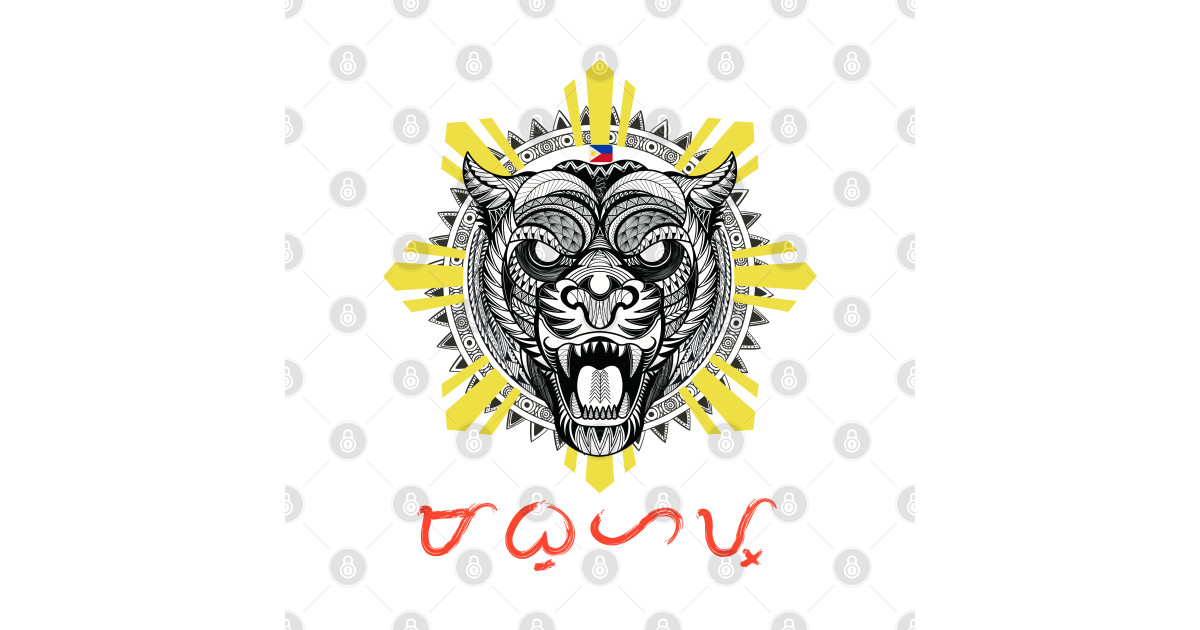 Tribal line Art Tiger / Philippine Flag Sun / Baybayin word Mabuhay ...