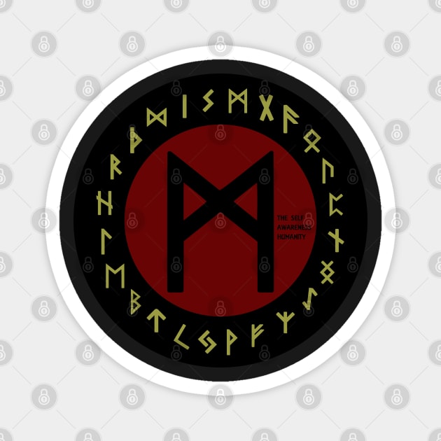 Red Mannaz Futhark Rune Symbol - Runes - Magnet | TeePublic