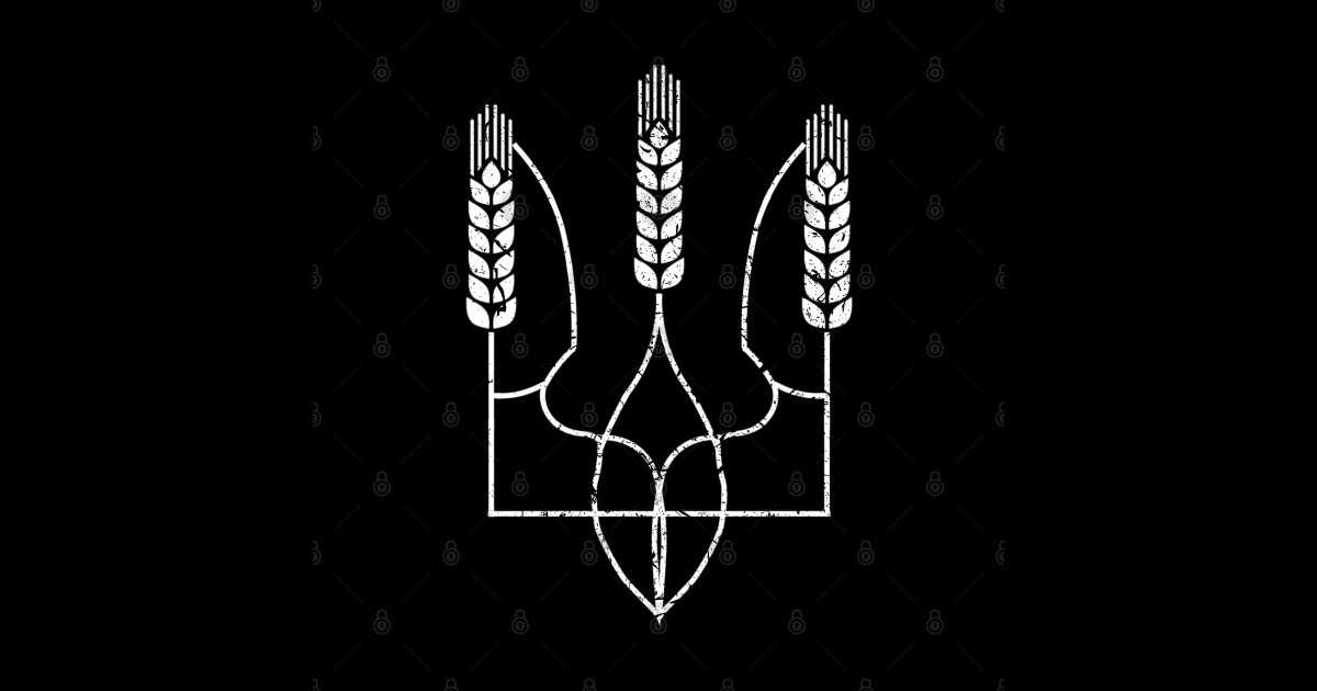 Emblem of Ukraine trident with Wheat - Trident - Sticker | TeePublic