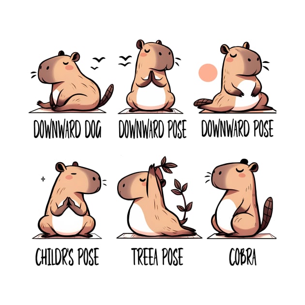 Zen Capybara Yoga Poses Illustration Set - Capybara Yoga Series Playful ...
