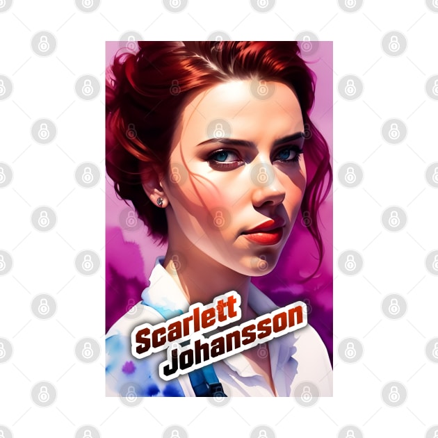 scarlett ingrid johansson watercolor hand drawing graphic design and ...
