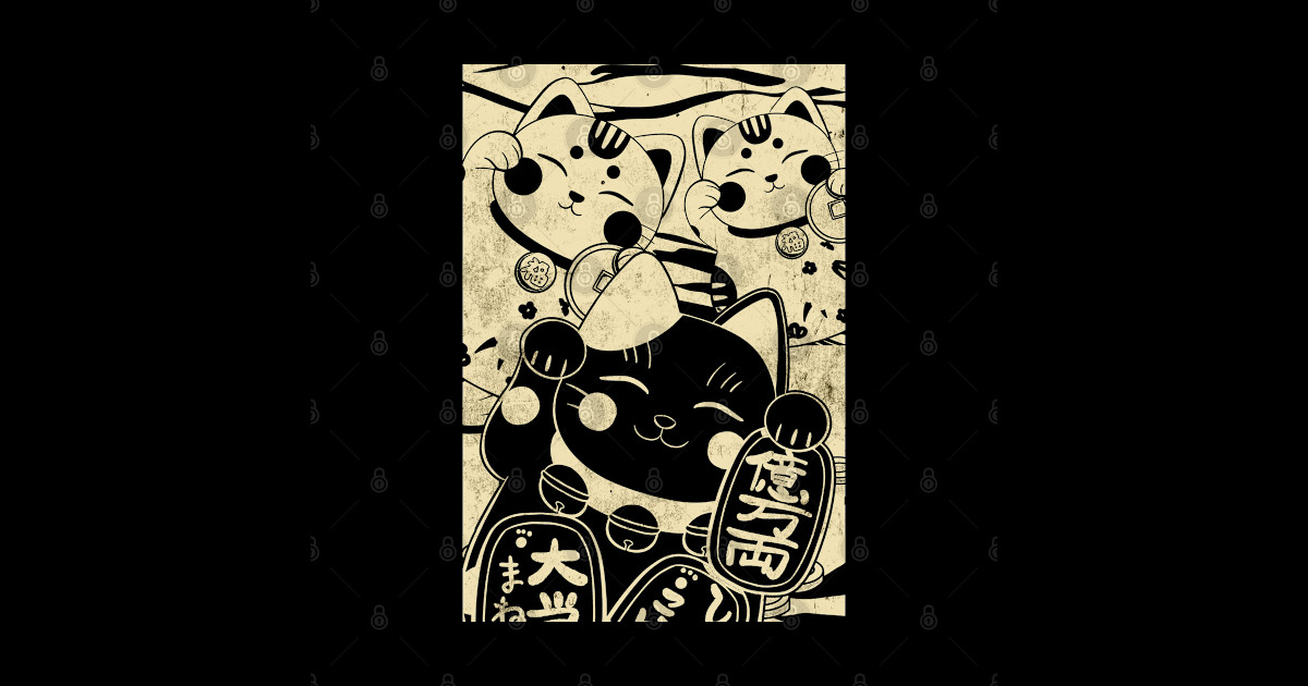 Neko Japanese Good Luck Japan Life - Lucky Cat - Posters and Art Prints ...