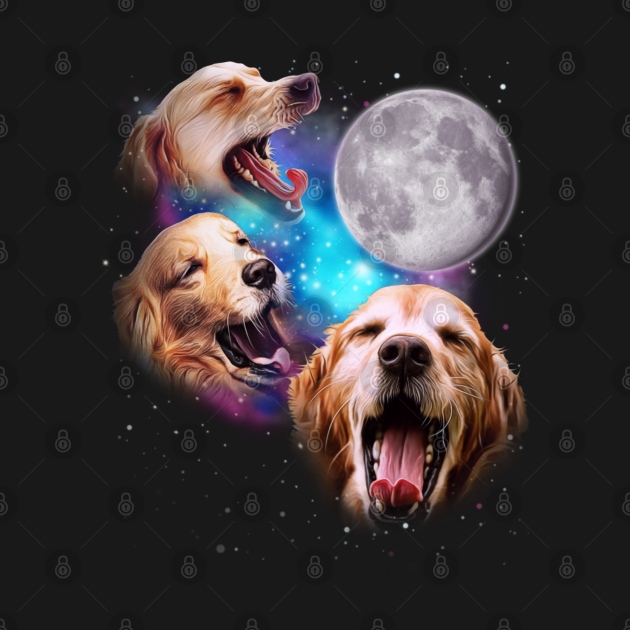 Three Golden Retrievers Howl at the Moon - Golden Retriever - T-Shirt ...