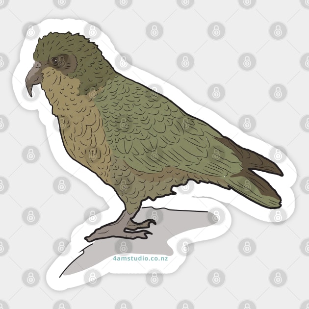 Hand Drawn New Zealand Kea Bird - Kiwiana - Sticker | TeePublic