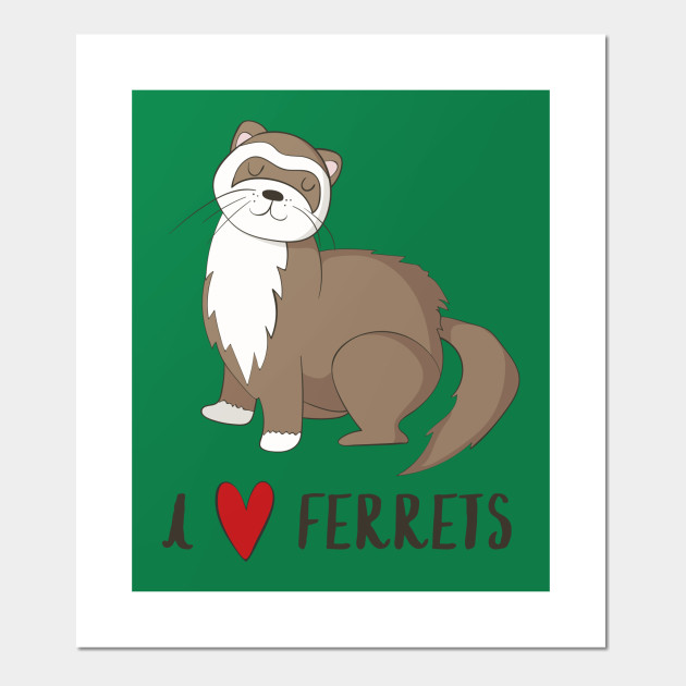 I Love Ferrets - Cute Ferret Pet Love Animal Design - Ferret - Posters ...