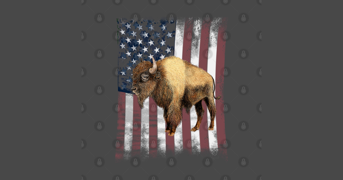 American Flag Buffalo Bison Dad Father USA - Buffalo - T-Shirt | TeePublic