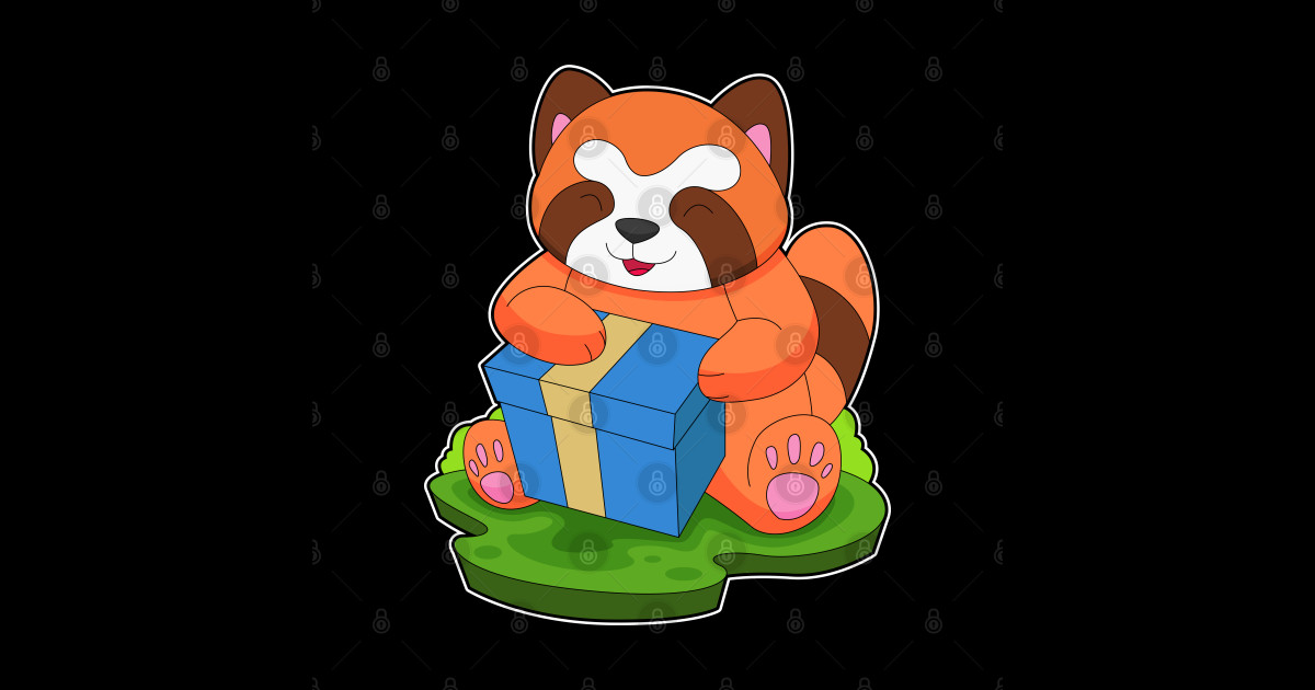 Red Panda Christmas Package - Christmas - Sticker | TeePublic