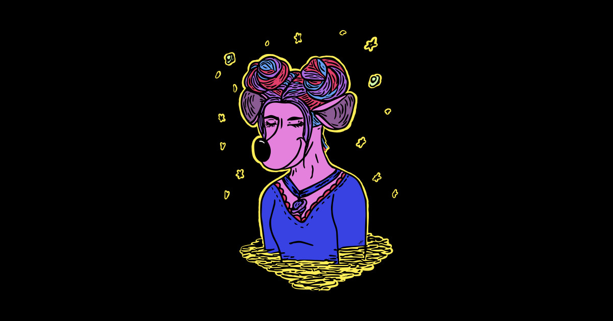 Calm Rat Girl with Space Buns - Space Buns - Sticker | TeePublic