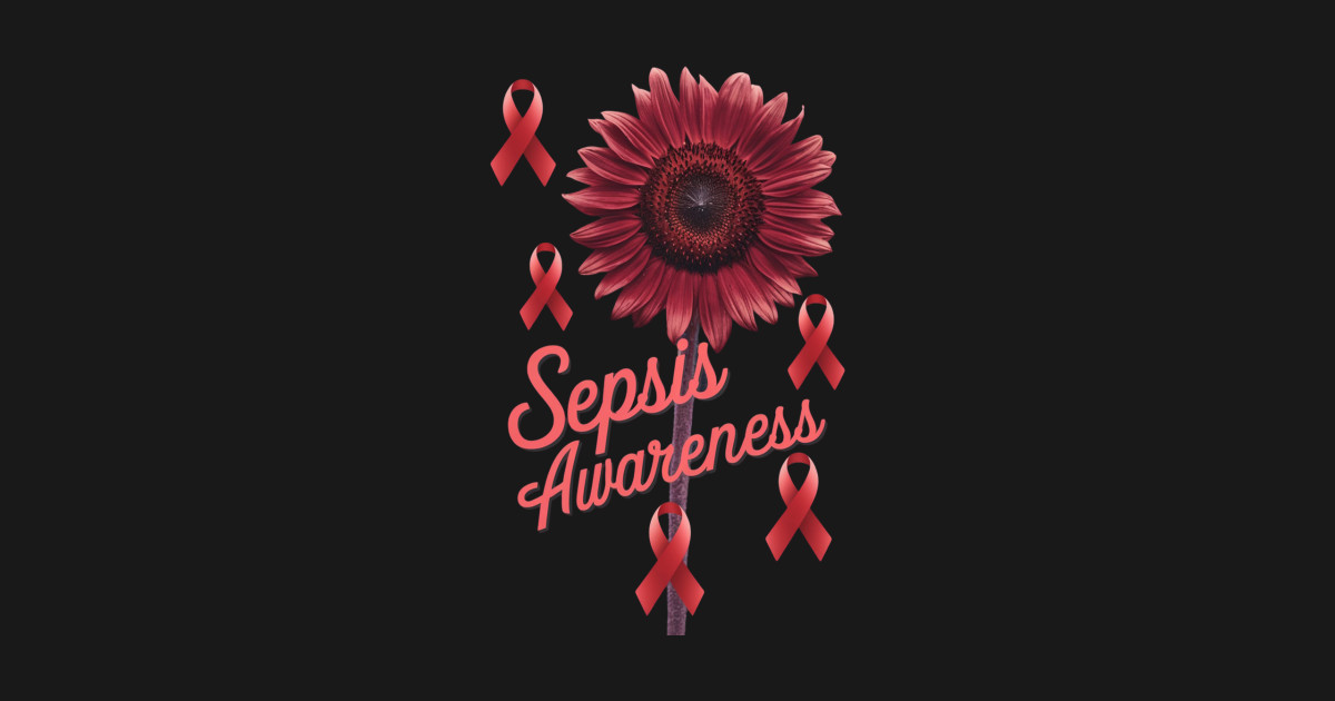Sepsis Awareness Sunflower Red Ribbon - Red Ribbon - T-Shirt | TeePublic