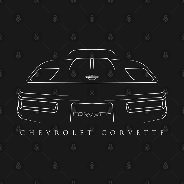 Chevrolet Corvette C4 - front Stencil, white - Corvette - Long Sleeve T ...